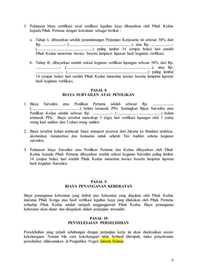 Contoh Perjanjian Kerjasama Sertifikasi Kayu Terbaru (Beli Perjanjian ...
