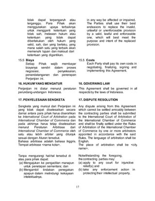 Perjanjian lisensi merek billingual | DOCX