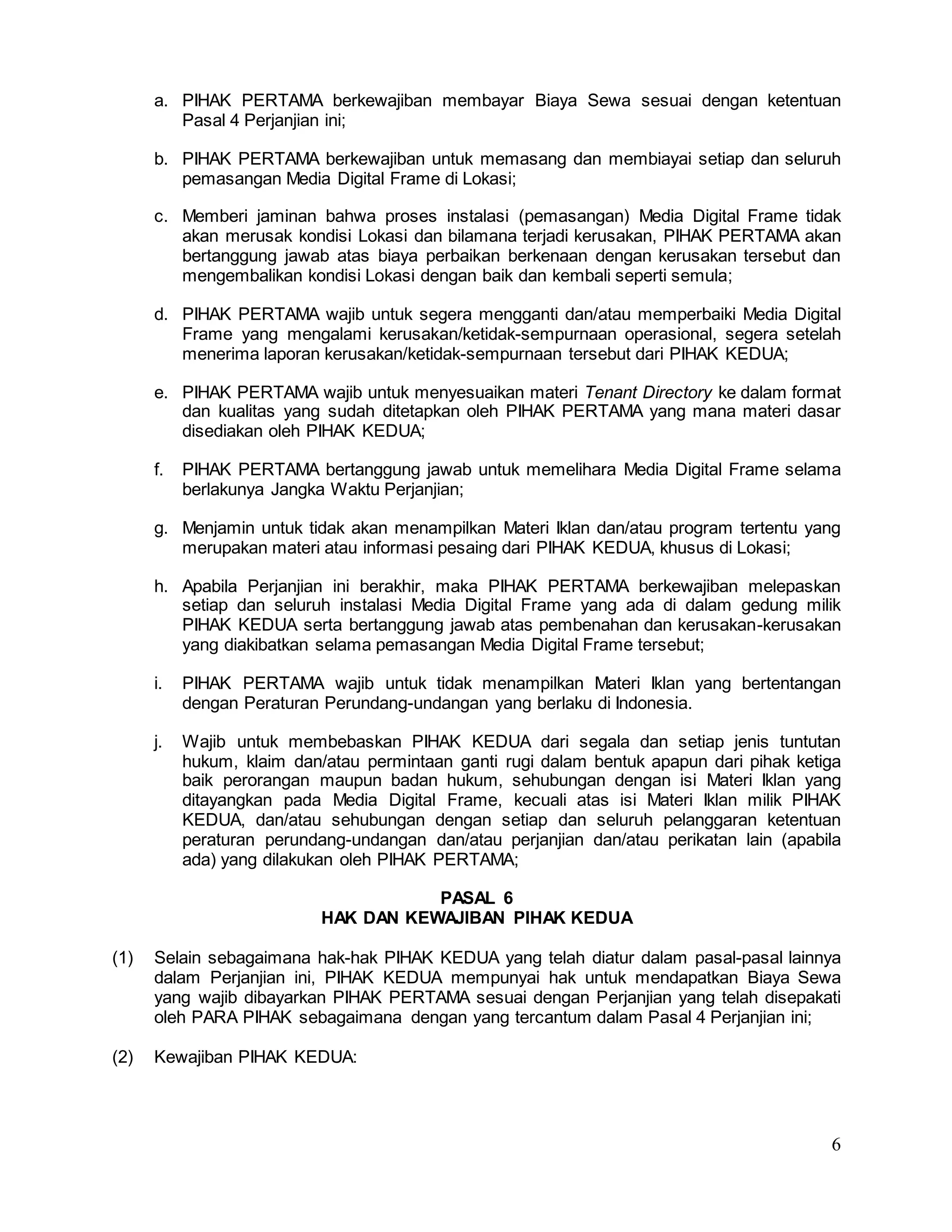Contoh Perjanjian Pemasangan Reklame LCD Terbaru (Beli Perjanjian, Hub ...