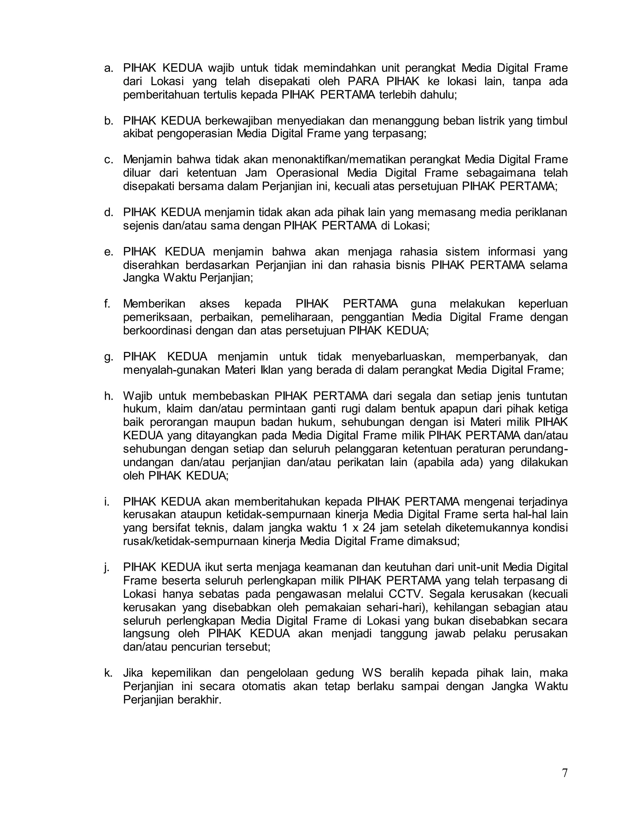 Contoh Perjanjian Pemasangan Reklame LCD Terbaru (Beli Perjanjian, Hub ...