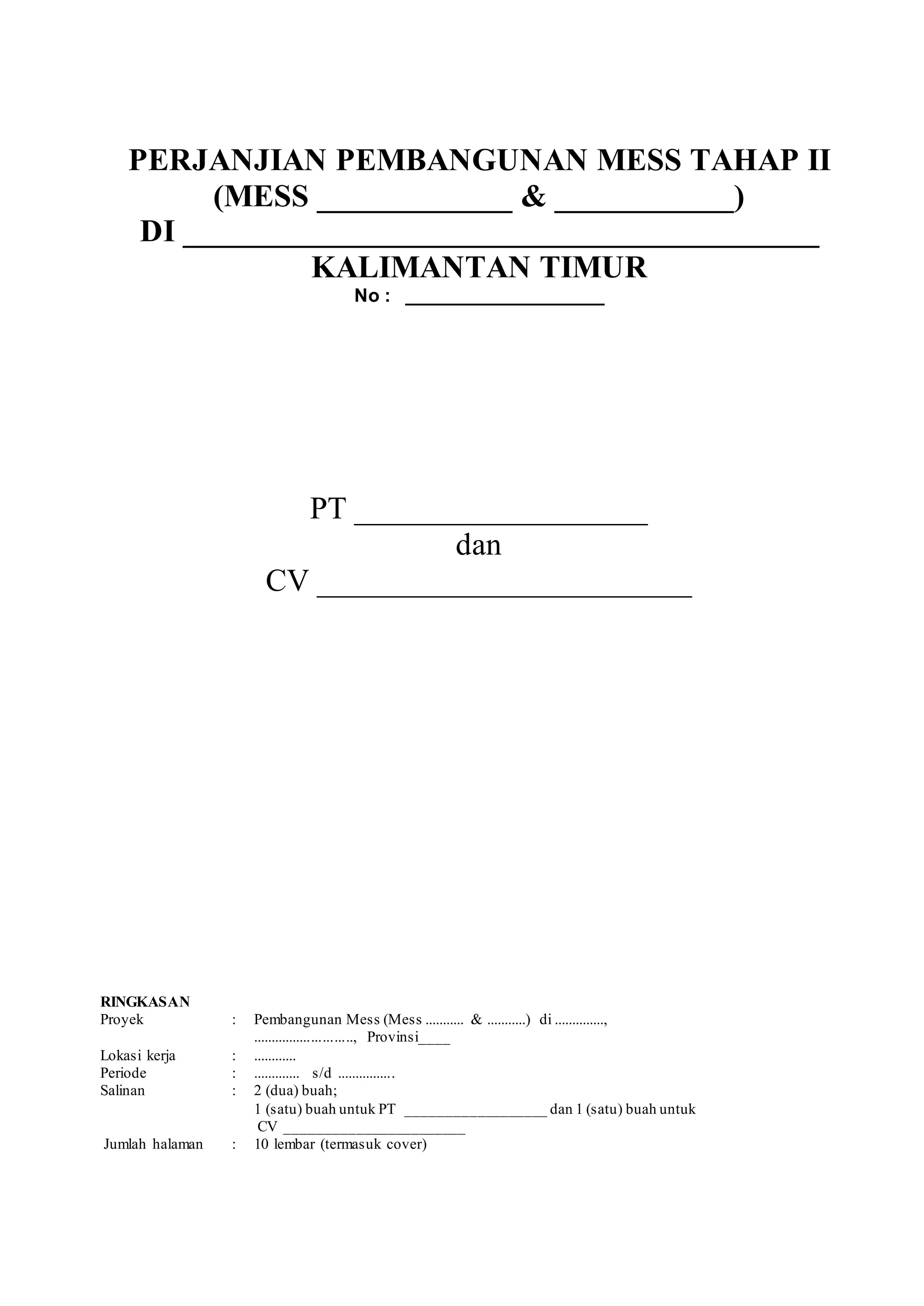 Contoh Perjanjian Pembangunan Mess Terbaru (Beli Perjanjian, Hub ...