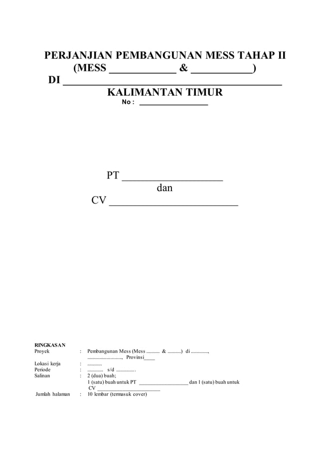 Contoh Perjanjian Pembangunan Mess Terbaru (Beli Perjanjian, Hub ...