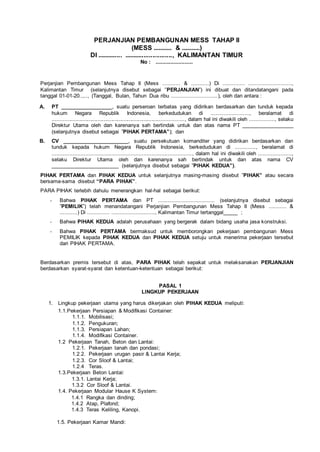 Contoh Perjanjian Pembangunan Mess Terbaru (Beli Perjanjian, Hub ...