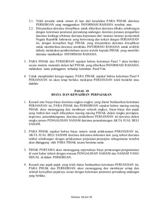 Contoh Perjanjian Pengikatan Jual Beli Saham Terbaru (Beli Perjanjian ...
