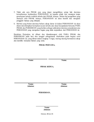 Contoh Perjanjian Pengikatan Jual Beli Saham Terbaru (Beli Perjanjian ...