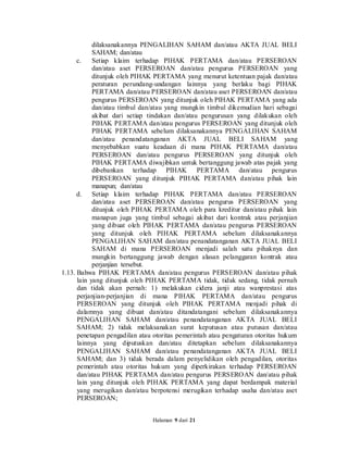 Contoh Perjanjian Pengikatan Jual Beli Saham Terbaru (Beli Perjanjian ...