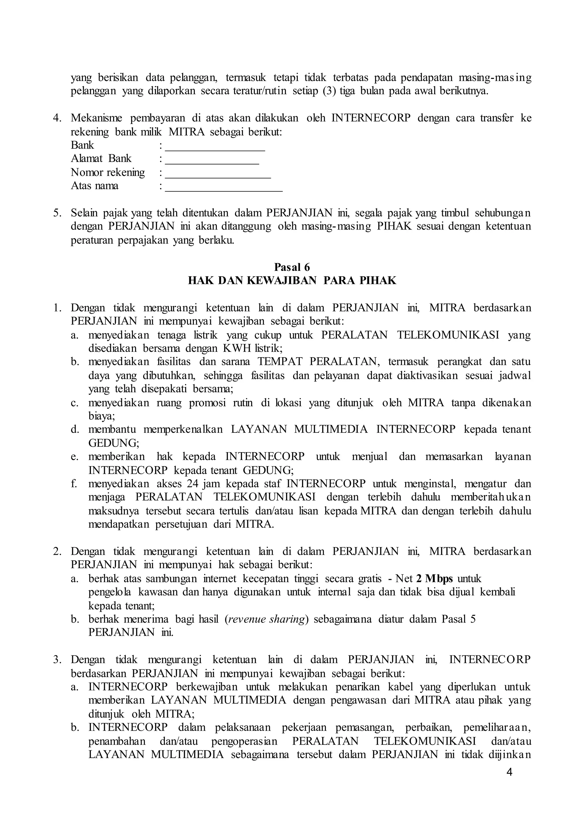 Contoh Perjanjian Penyediaan Jaringan dan Jasa Telekomunikasi Terbaru ...