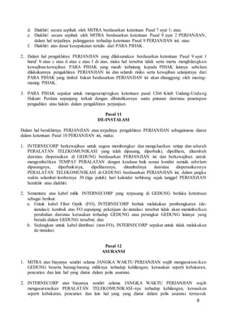 Contoh Perjanjian Penyediaan Jaringan dan Jasa Telekomunikasi Terbaru ...