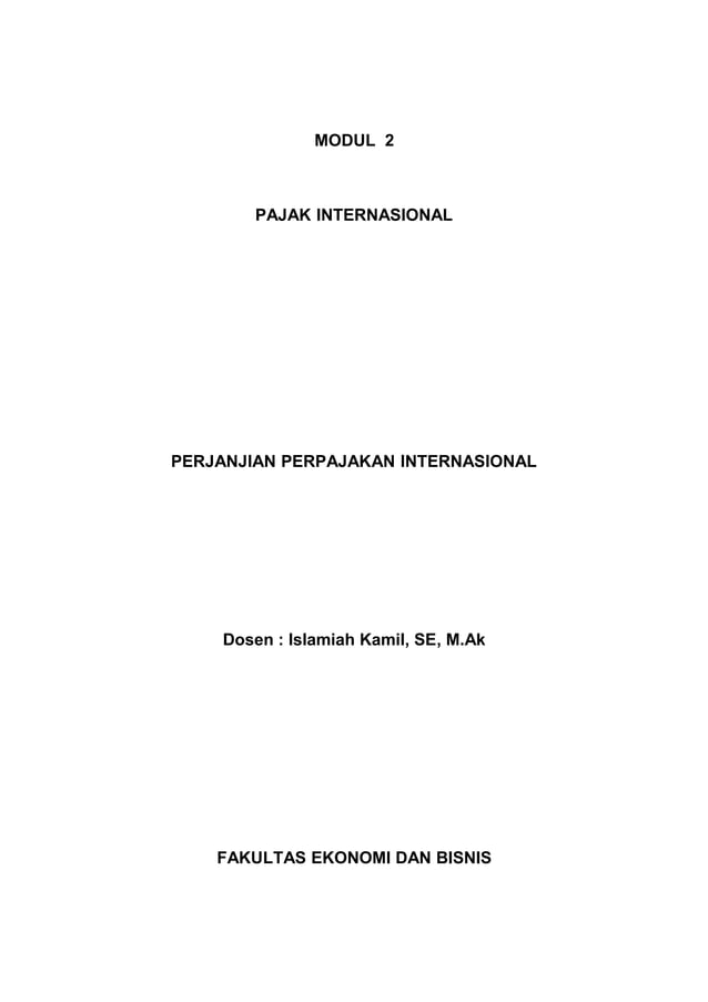 Perjanjian perpajakan intl | PDF
