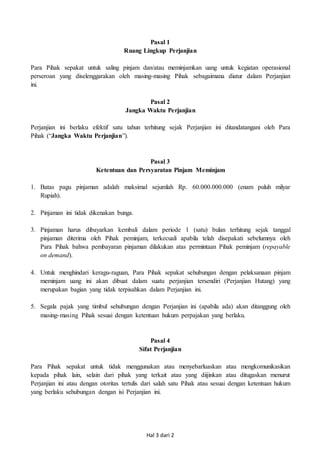 Perjanjian pinjam meminjam glc | PDF