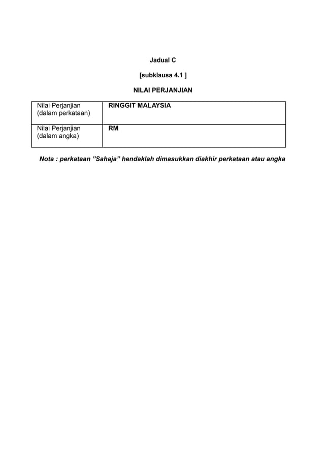Contoh Perjanjian RMT sekolah rendah | RTF