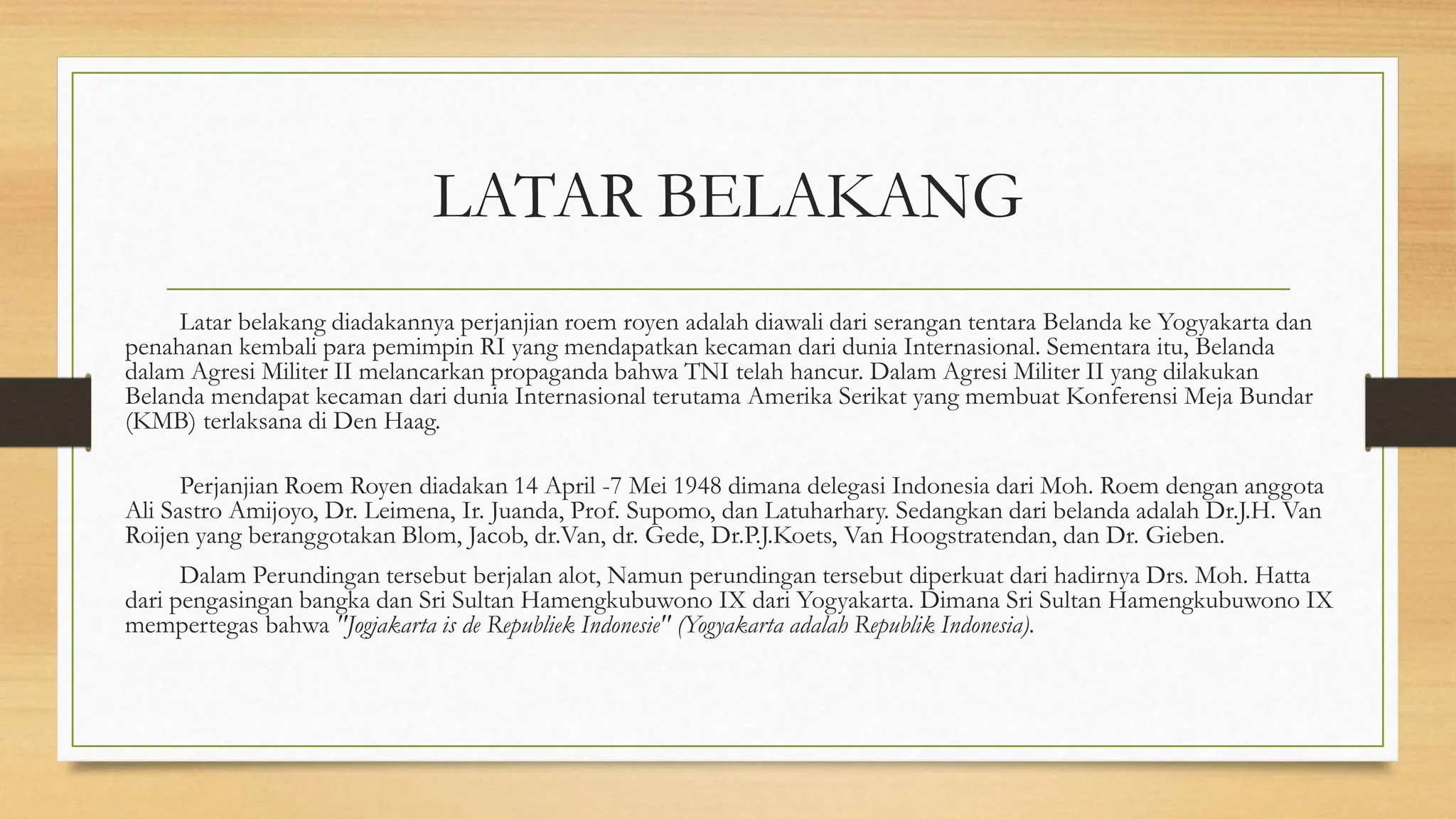 Perjanjian Roem Royen, Materi Sejarah Indonesia | PPTX