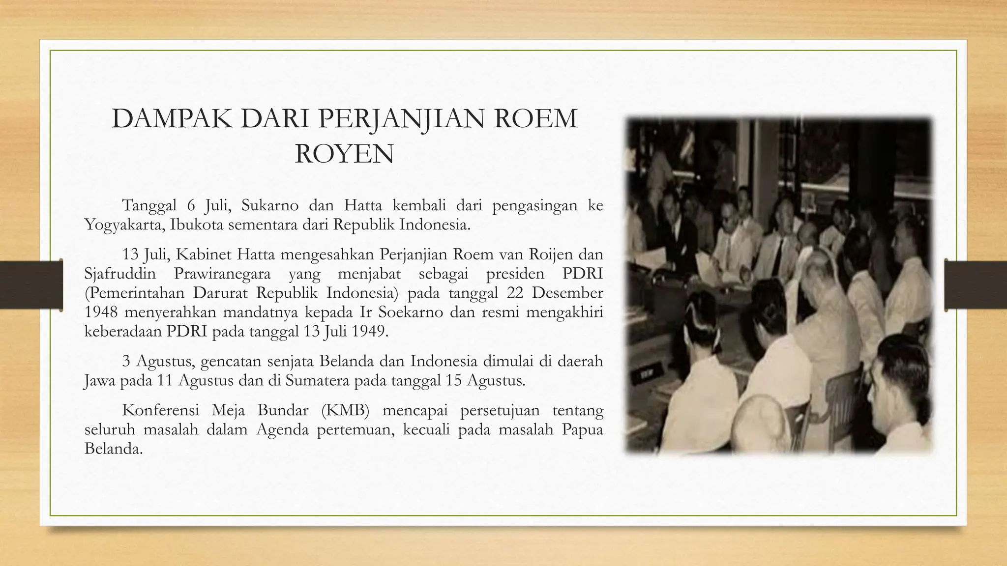 Perjanjian Roem Royen, Materi Sejarah Indonesia | PPTX