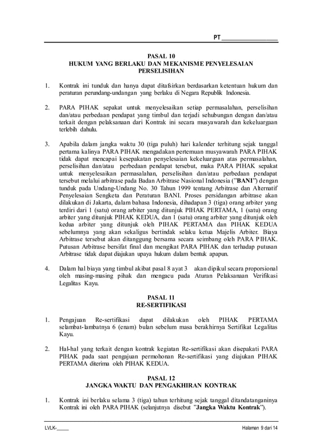 Contoh Perjanjian Sertifikasi Legalitas Kayu Terbaru (Beli Kontrak, Hub: 08118887270 (WA)) | PDF