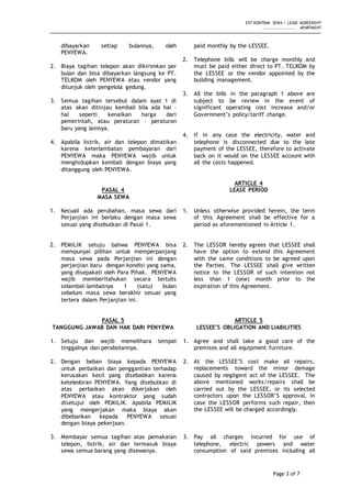 Perjanjian Sewa / Lease Agreement (Beli Perjanjian, Hub: 08118887270 ...