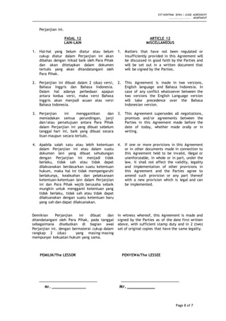 Perjanjian Sewa / Lease Agreement (Beli Perjanjian, Hub: 08118887270 ...