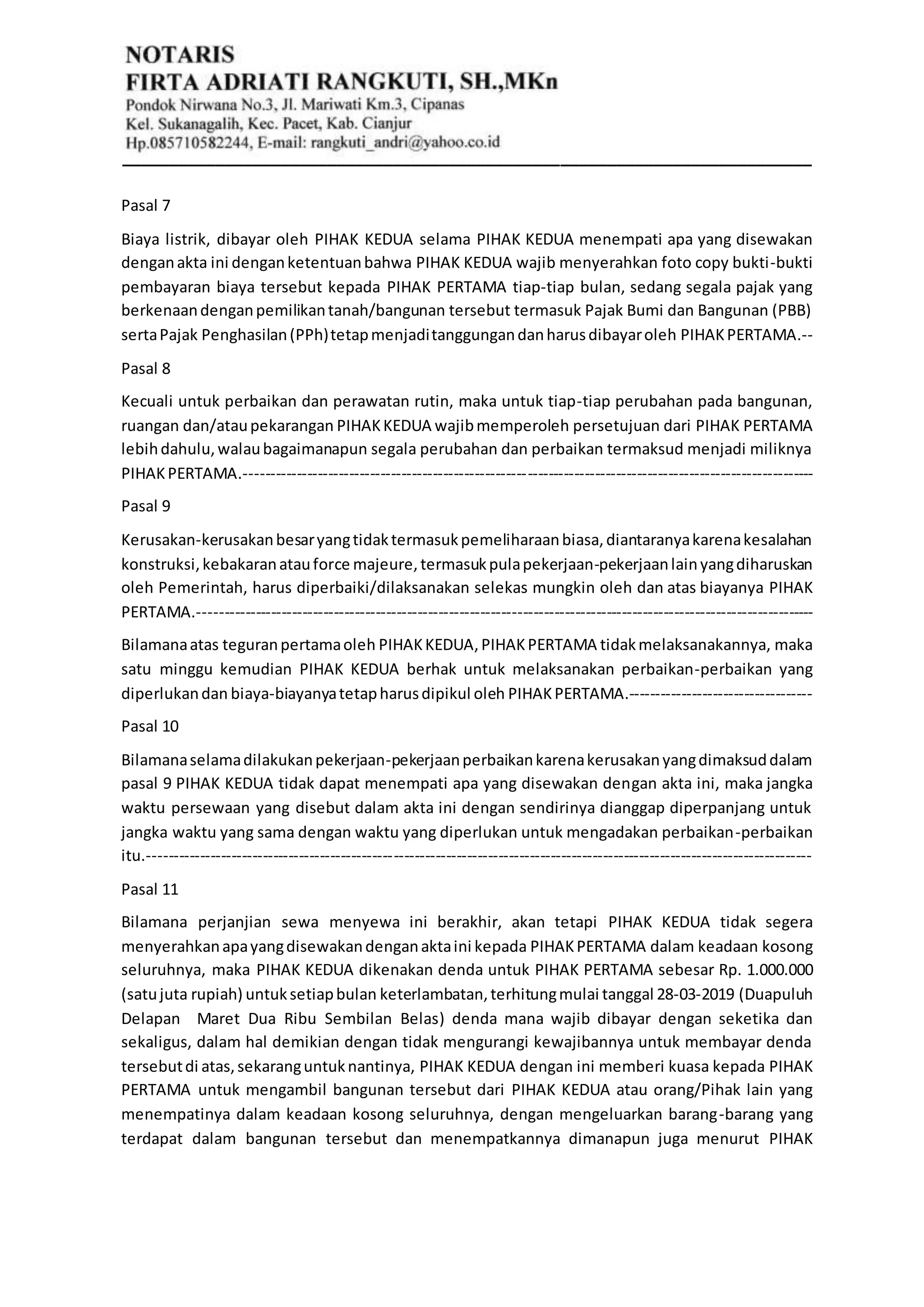 Perjanjian sewa menyewa | DOCX