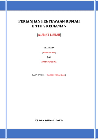 Perjanjian sewa rumah contoh | PDF