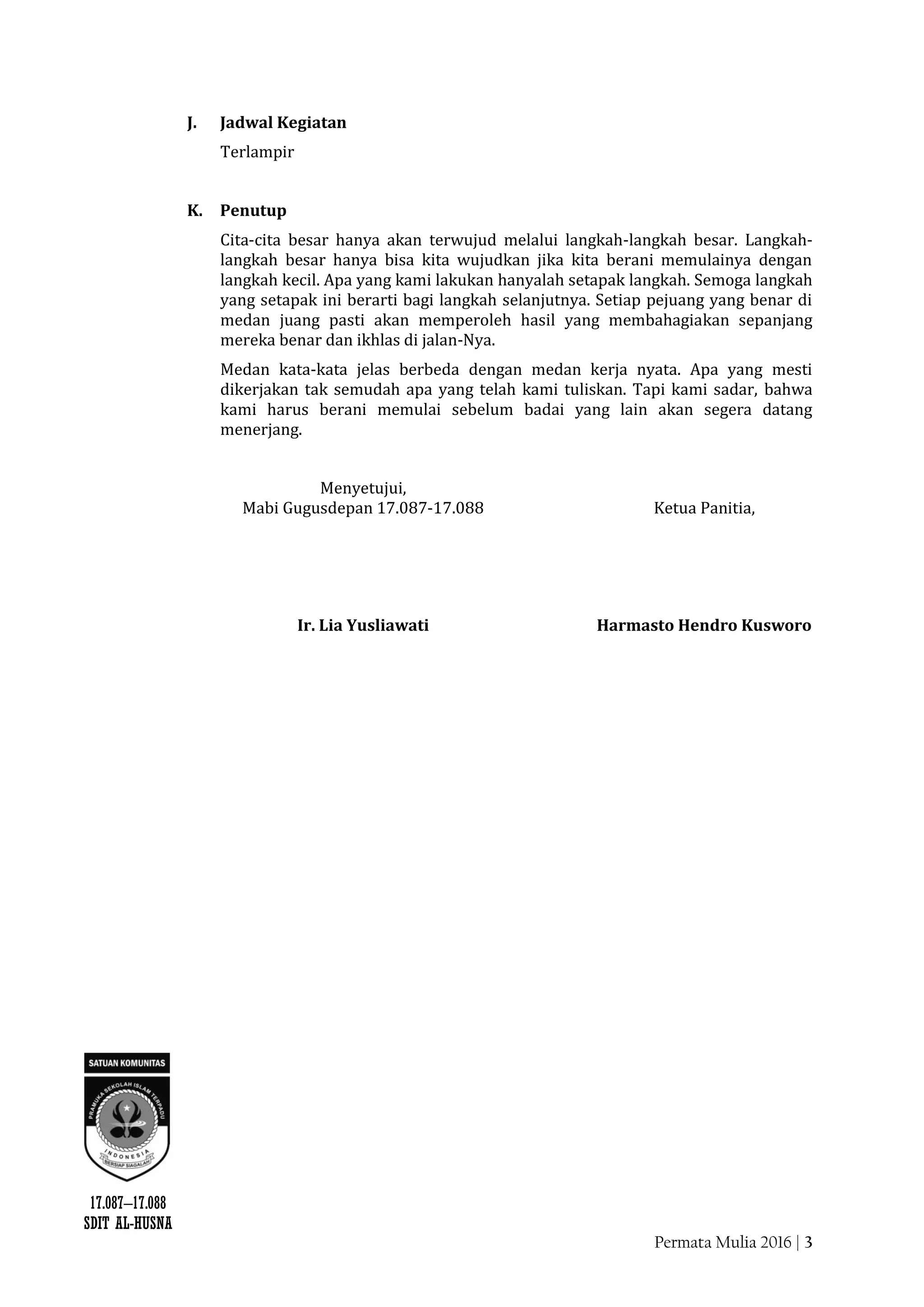 Proposal Permata Mulia 2016; Pesta Siaga dan Lomba Tingkat 1 | PDF