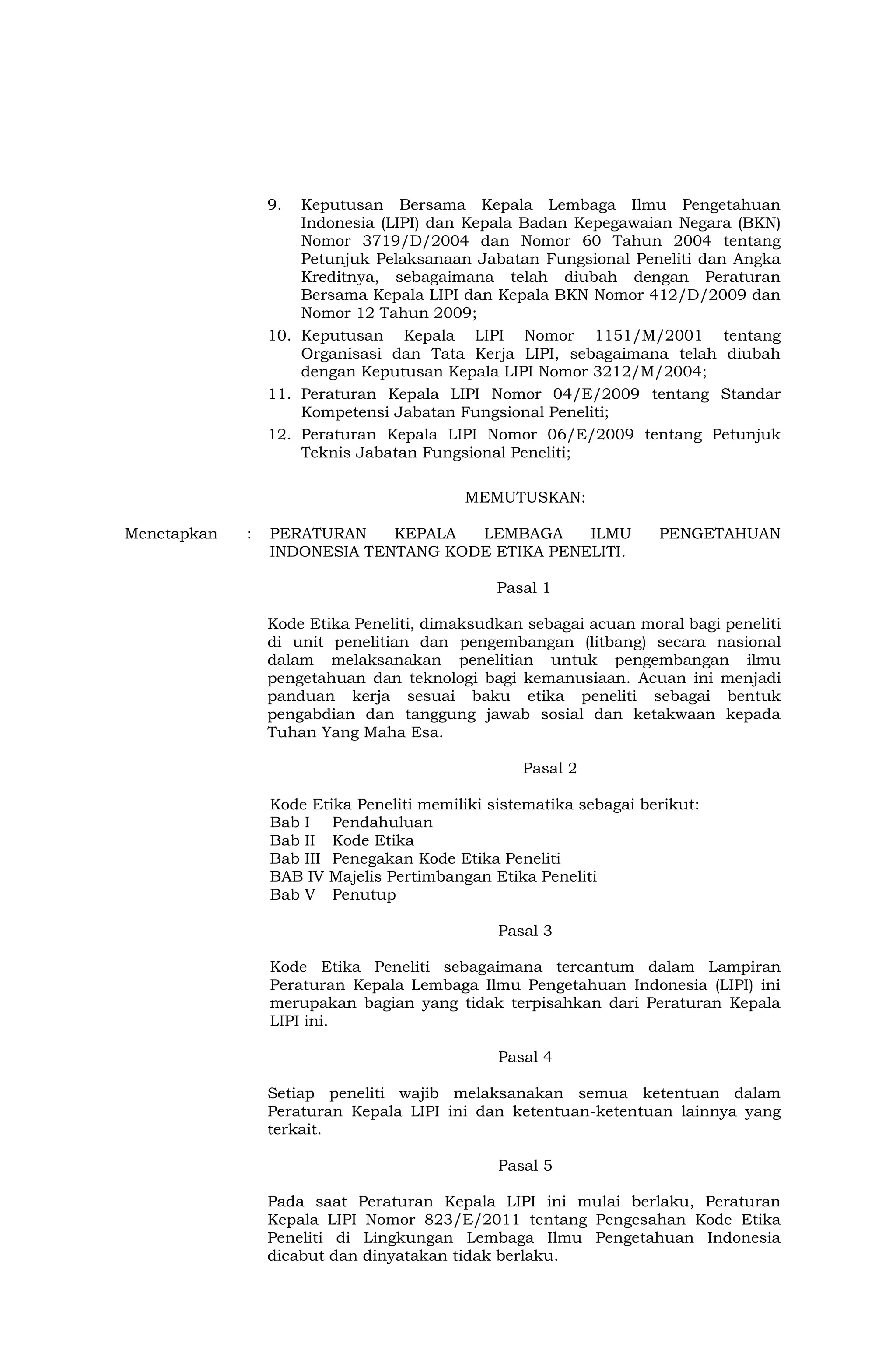 Perka lipi-tentang-kode-etika-peneliti | PDF