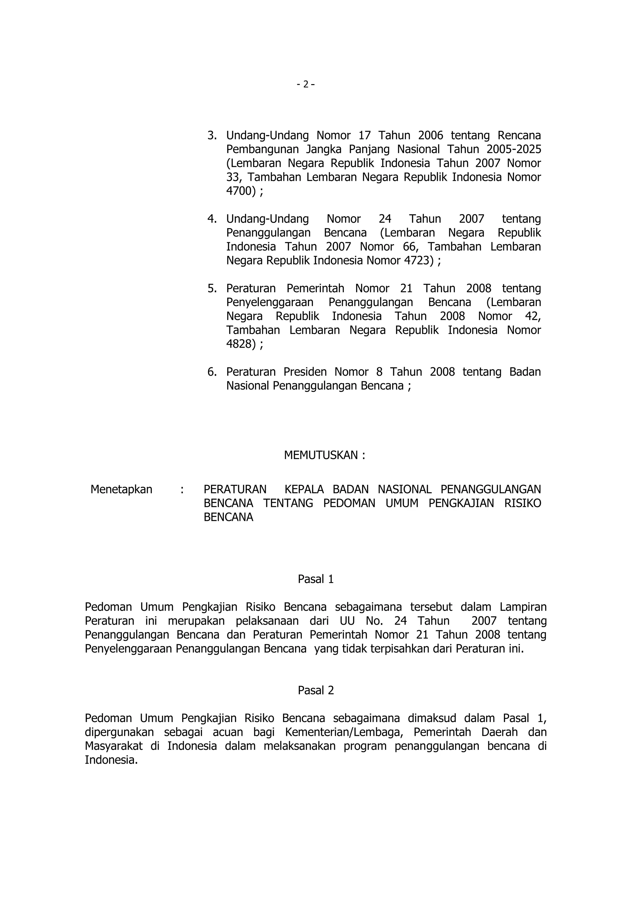 Perka bnpb no.2 tahun 2012 | PDF