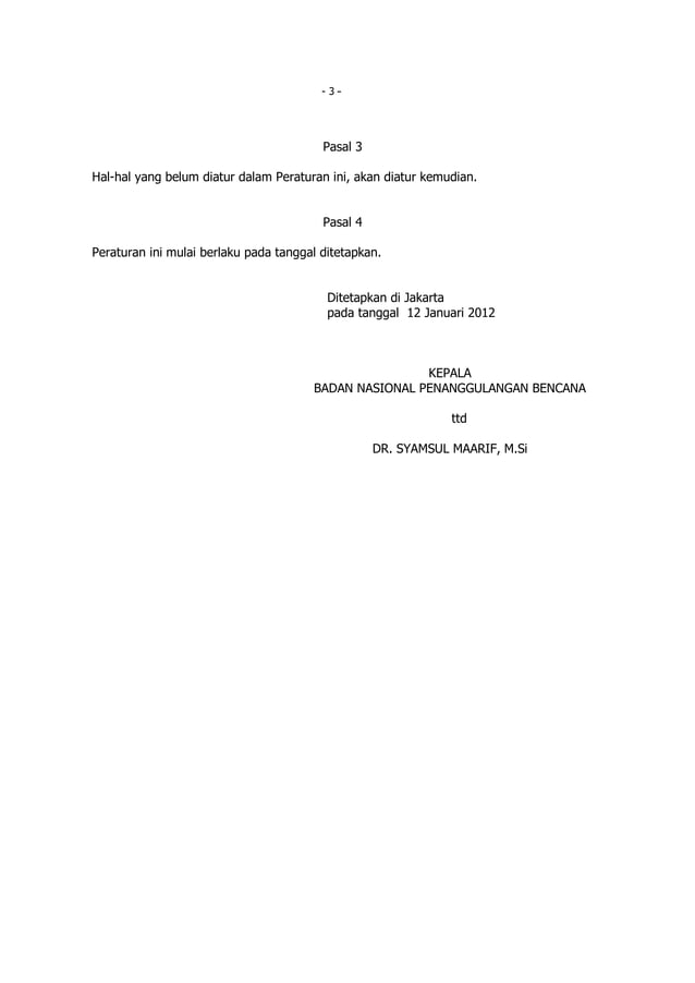 Perka bnpb no.2 tahun 2012 | PDF