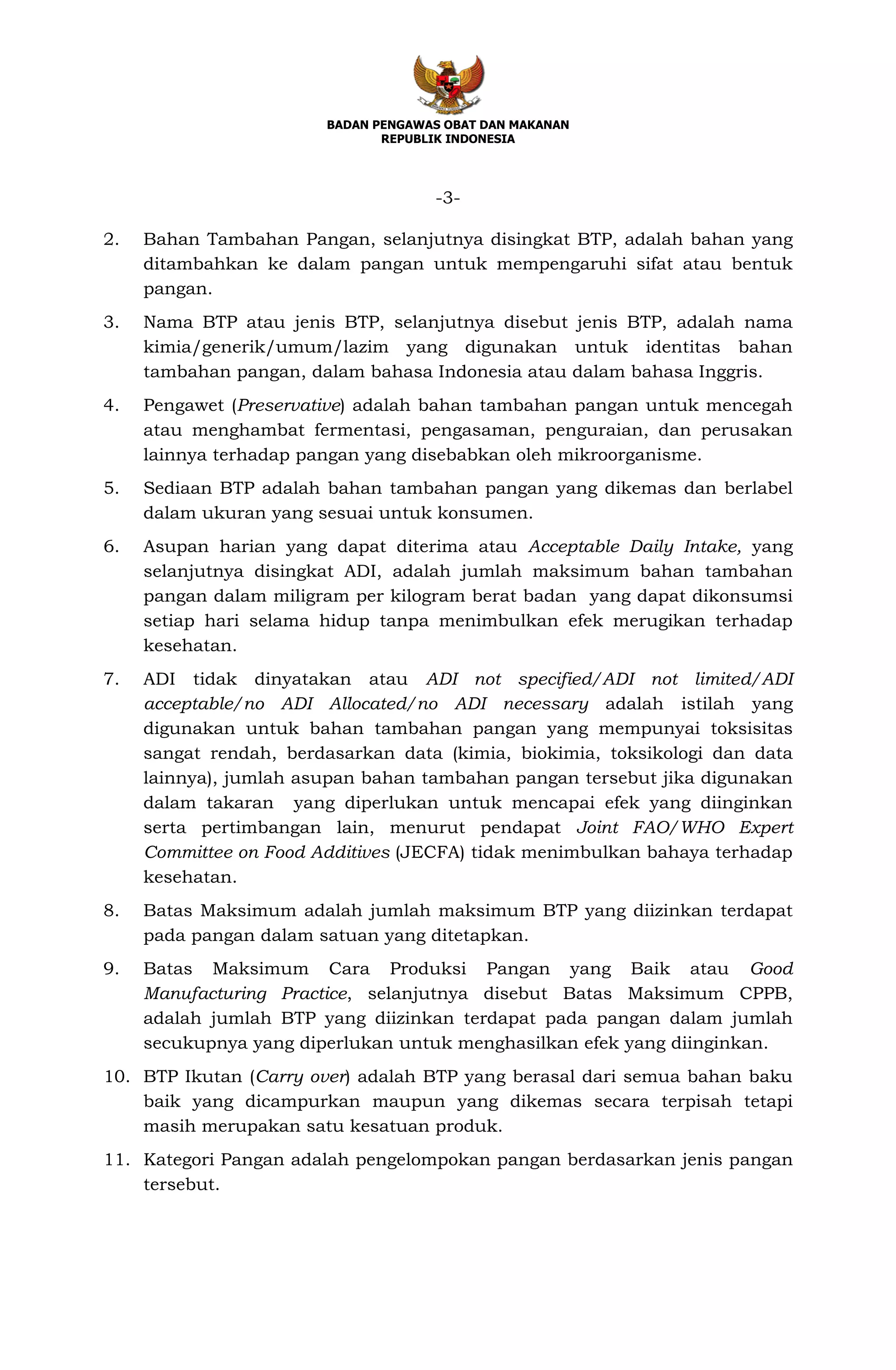 Per ka bpom no. 36 tahun 2013 tentang batas maksimum pengawet | PDF