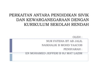 Perkaitan antara pendidikan sivik dan kewarganegaraan dengan kurikulum ...
