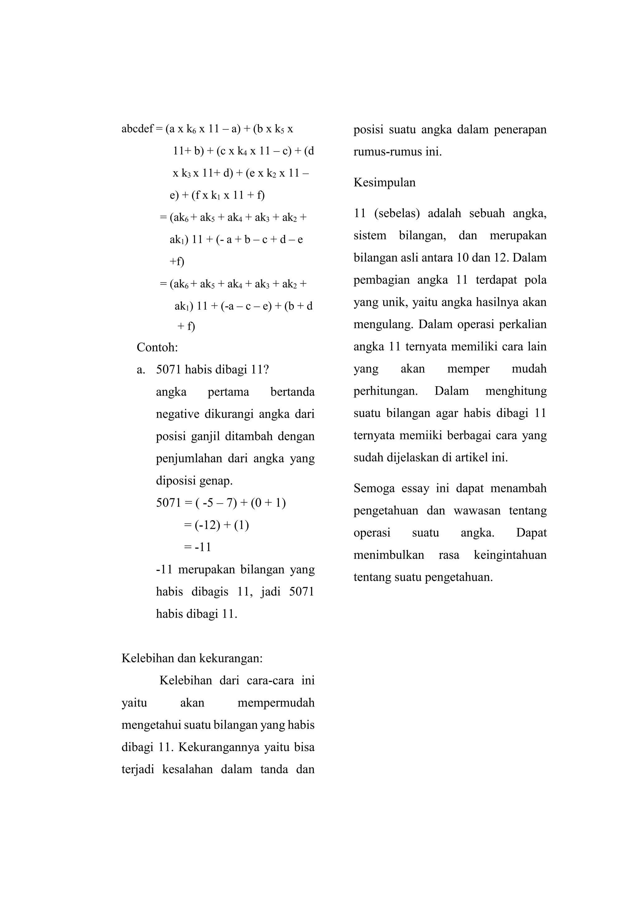 Perkalian angka 11 | PDF