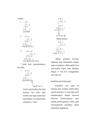 Perkalian angka 11 | PDF