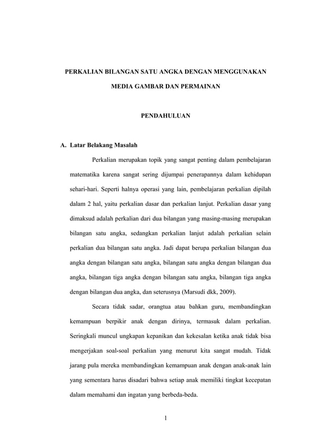 Perkalian bilangan satu angka | DOC