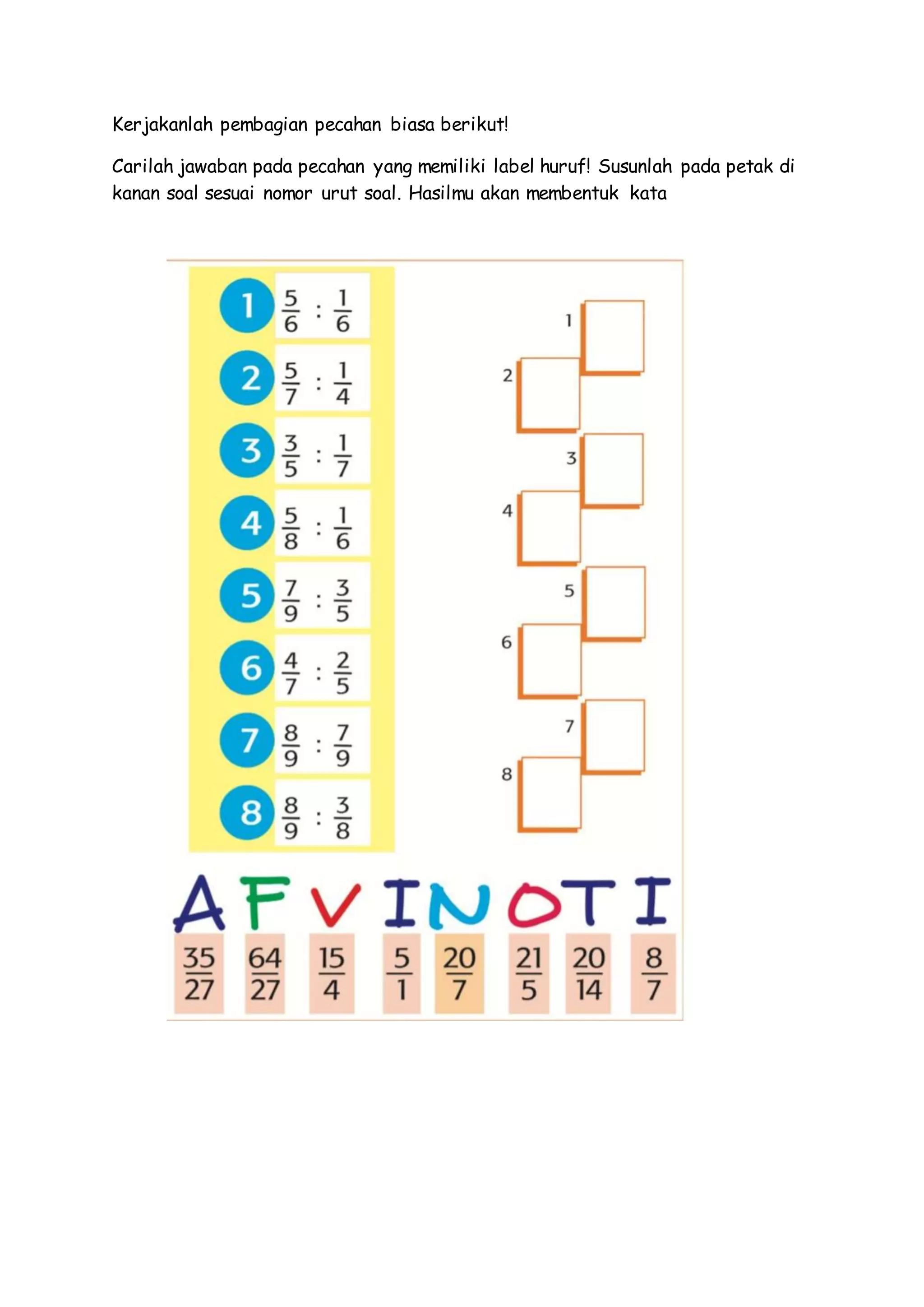 Perkalian dan pembagian pada pecahan | DOCX