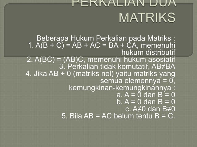 Perkalian dua matriks | PPT Perkalian dua matriks | PPT