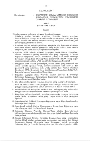 Perka lkpp nomor 1 tahun 2015 tentang e tendering | PDF