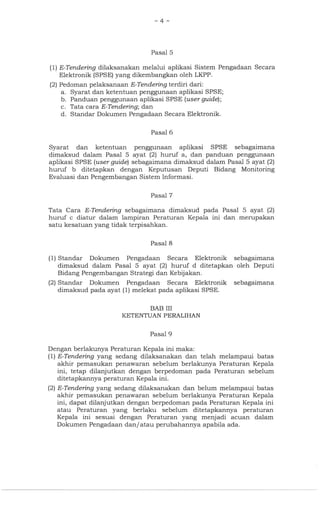 Perka lkpp nomor 1 tahun 2015 tentang e tendering | PDF