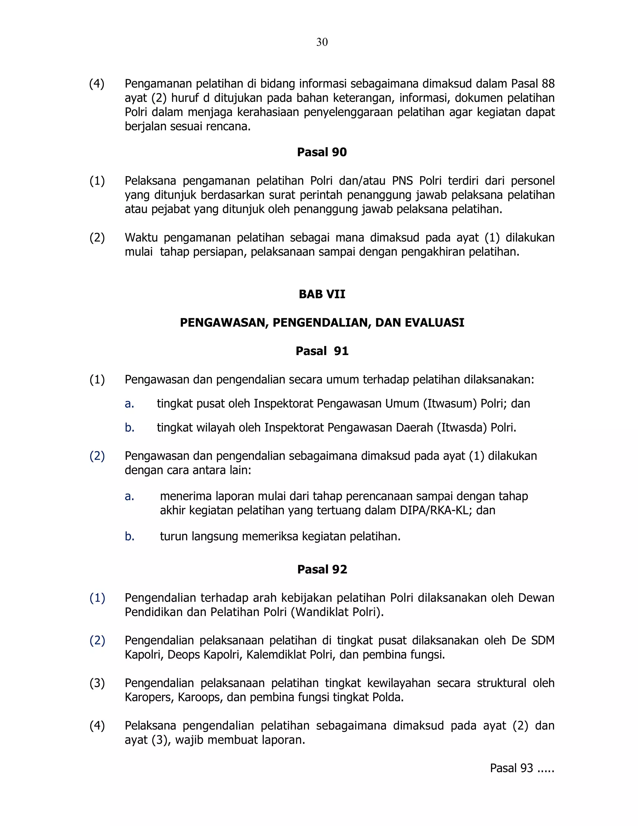 Perkap no 19 th 2010 ttg pelatihan polri | PDF