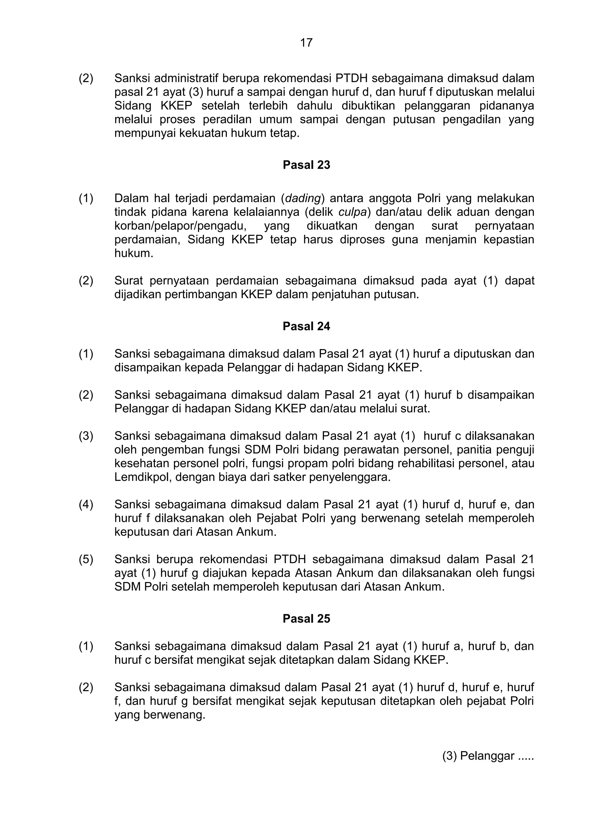 Perkap nomor 14 th 2011 ttg kode etik profesi | PDF