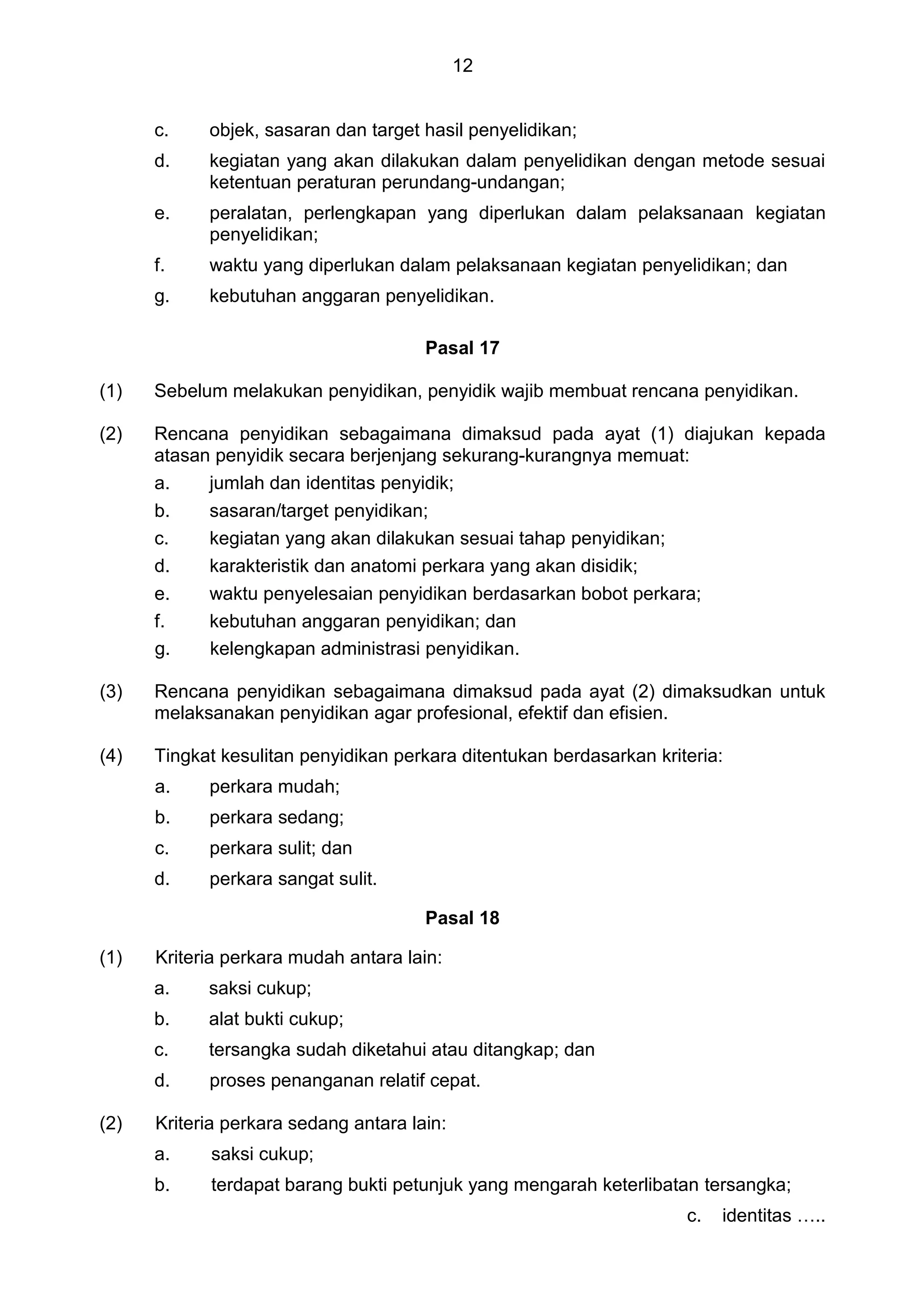 Perka Polri No.14 Thn.2012 ttg Manajemen Penyidikan Tindak Pidana | PDF