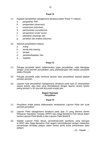 Perka Polri No.14 Thn.2012 ttg Manajemen Penyidikan Tindak Pidana | PDF