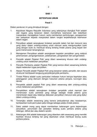 Perka Polri No.14 Thn.2012 ttg Manajemen Penyidikan Tindak Pidana | PDF