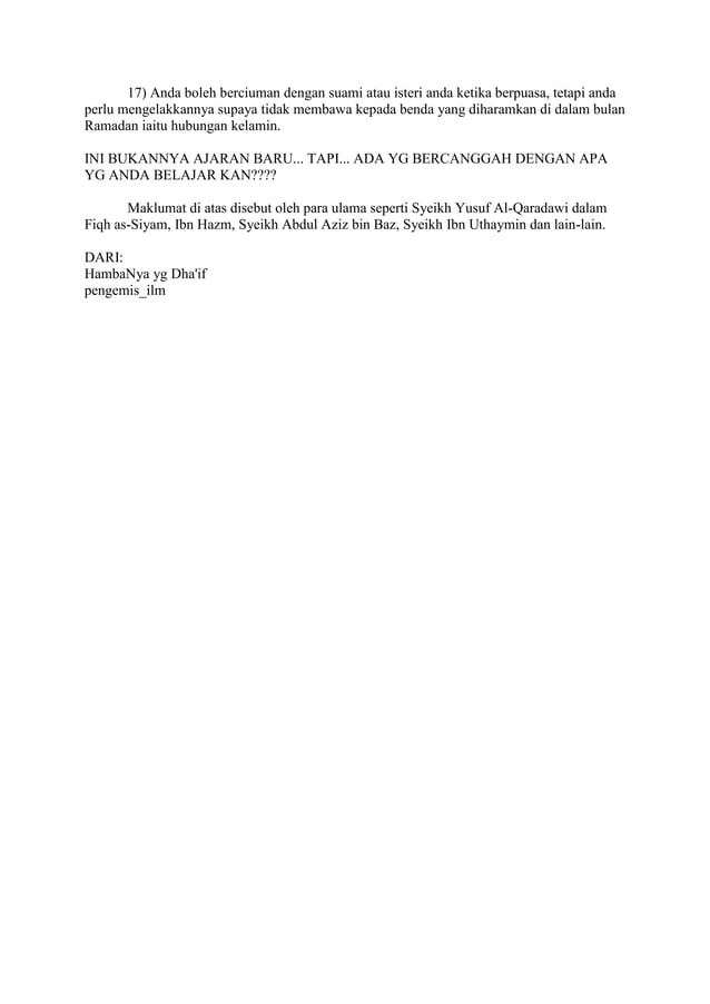 Perkara yang membatalkan puasa | DOCX