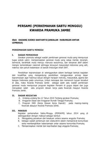 PERSAMI (PERKEMAHAN SABTU MINGGU) KWARDA PRAMUKA JAMBI | DOCX