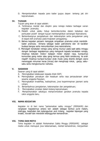 PERSAMI (PERKEMAHAN SABTU MINGGU) KWARDA PRAMUKA JAMBI | DOCX