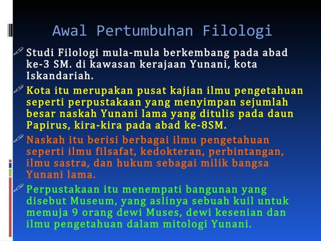 Perkembangan filologi | PPT