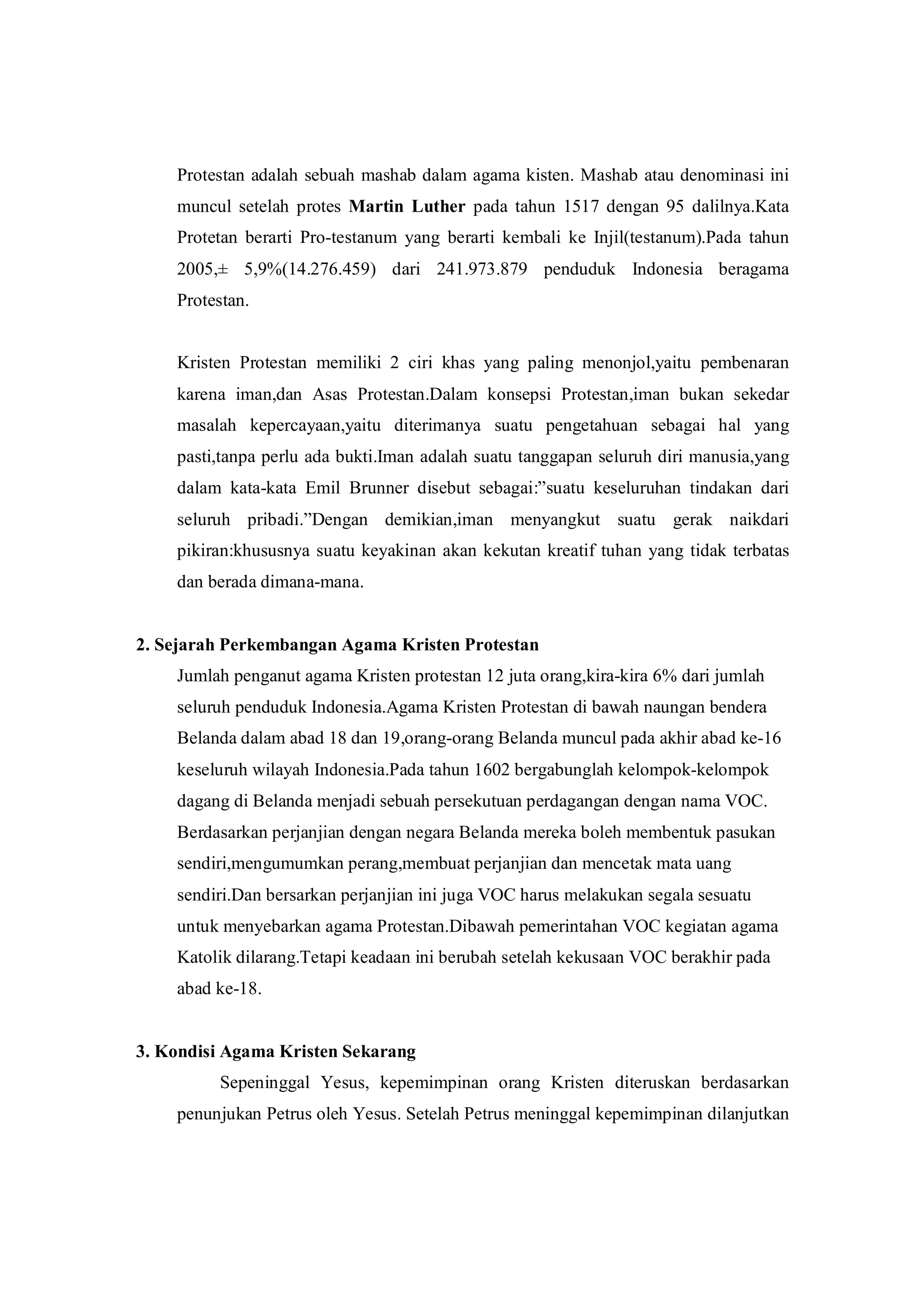 Perkembangan agama kristen protestan | PDF