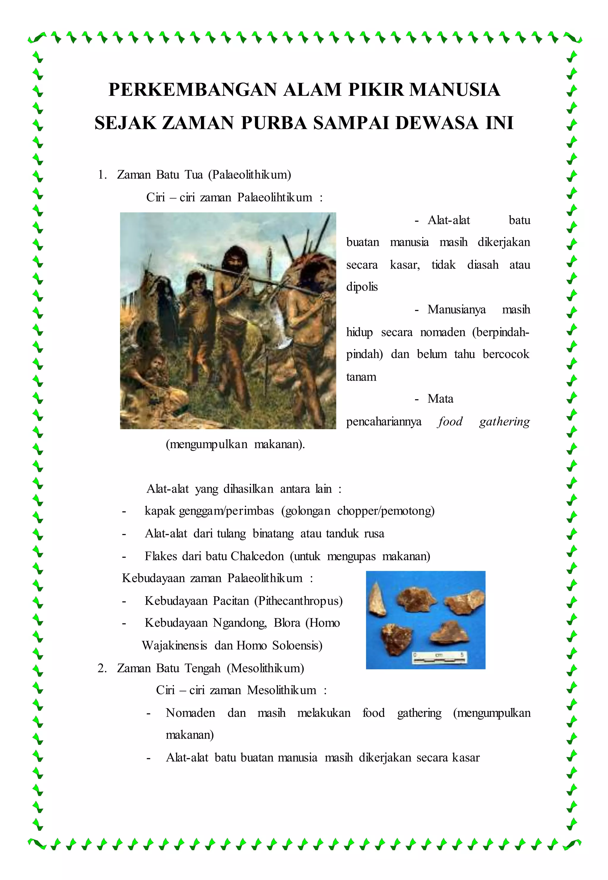 Perkembangan Alam Pikir Manusia Sejak Zaman Purba hingga saat ini | PDF