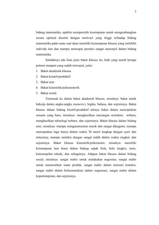 Perkembangan bakat khusus dan proses pembelajaran | DOCX