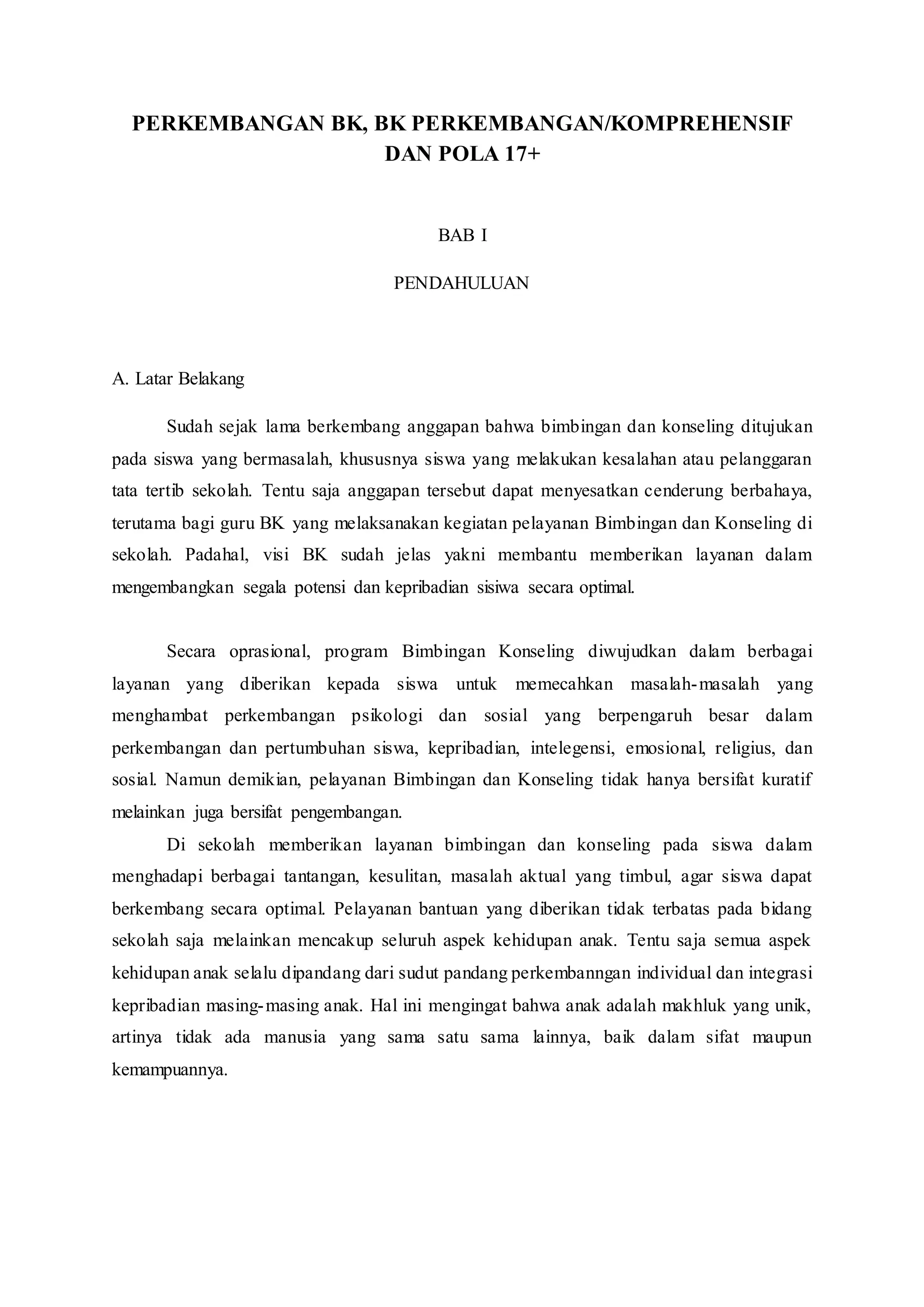Perkembangan bk, bk komprehensif, pola 17+ | DOCX