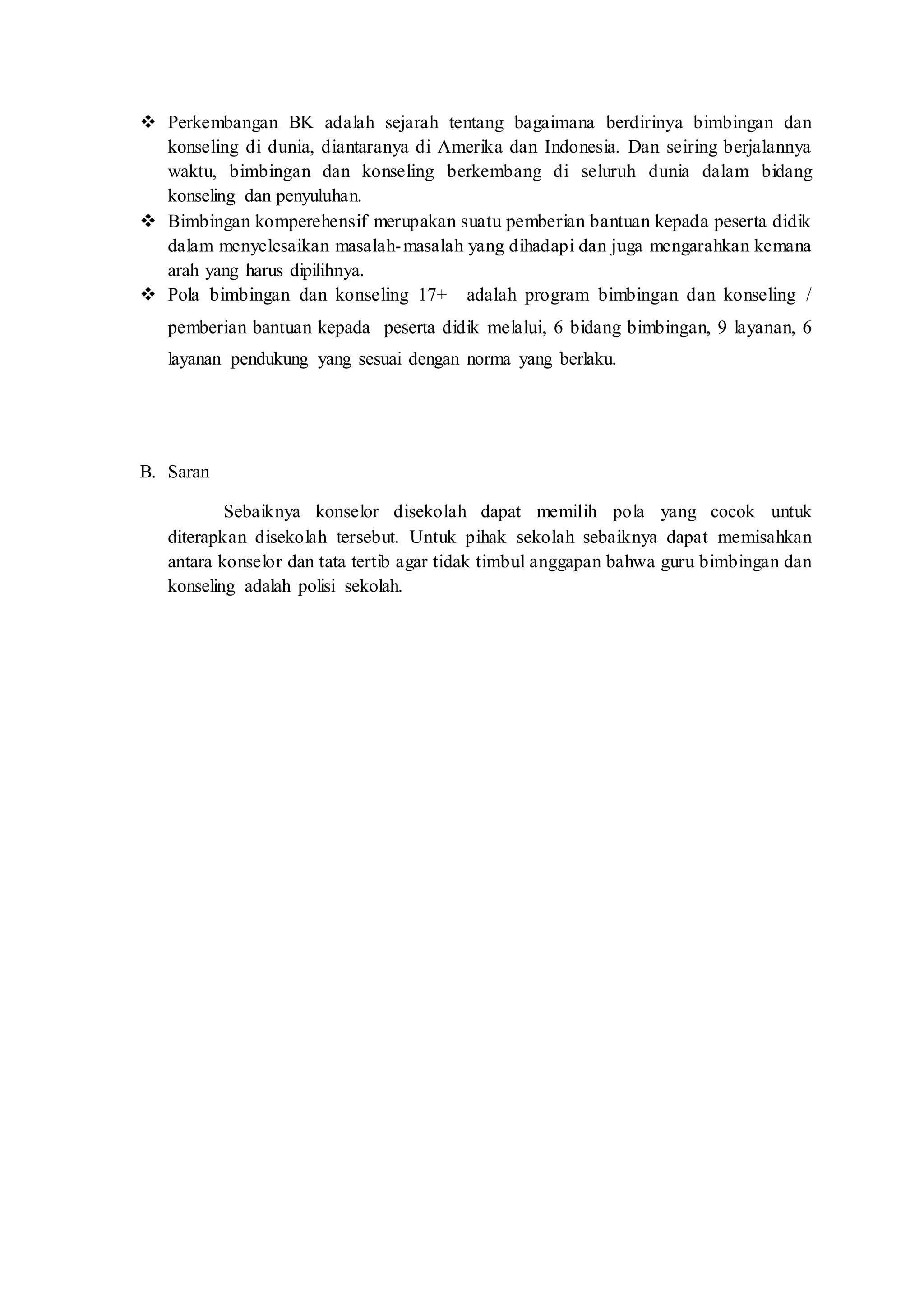 Perkembangan bk, bk komprehensif, pola 17+ | DOCX