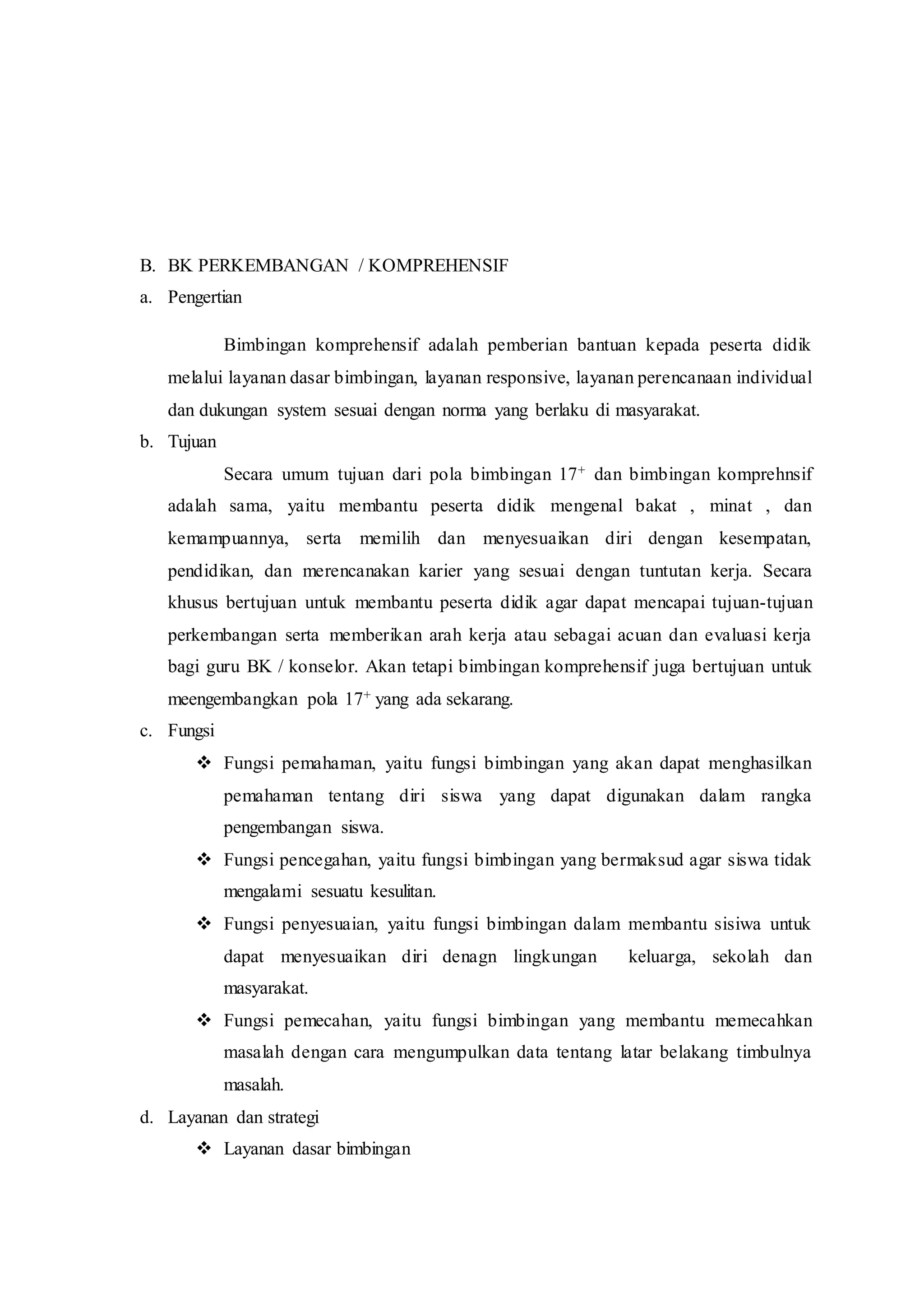 Perkembangan bk, bk komprehensif, pola 17+ | DOCX